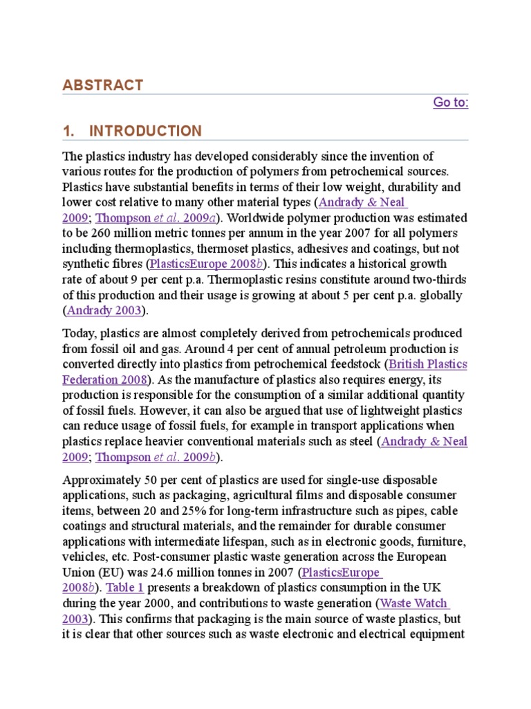 Introduction: Go To | PDF | Recycling | Plastic