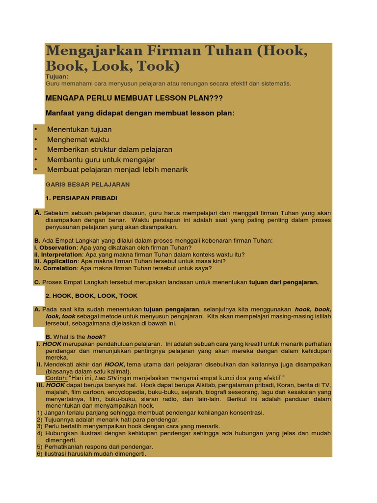 Mengajarkan Firman Tuhan (Hook, Book, Look, Took) | PDF