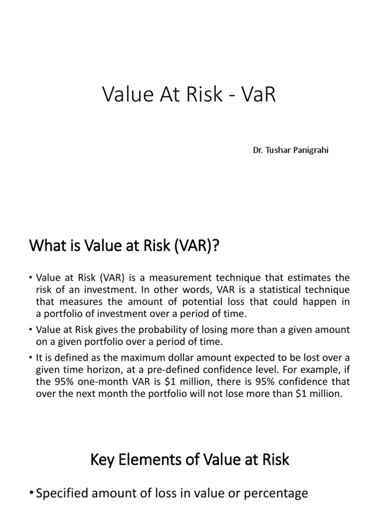An Overview of Value at Risk (VAR): A Statistical Technique for ...