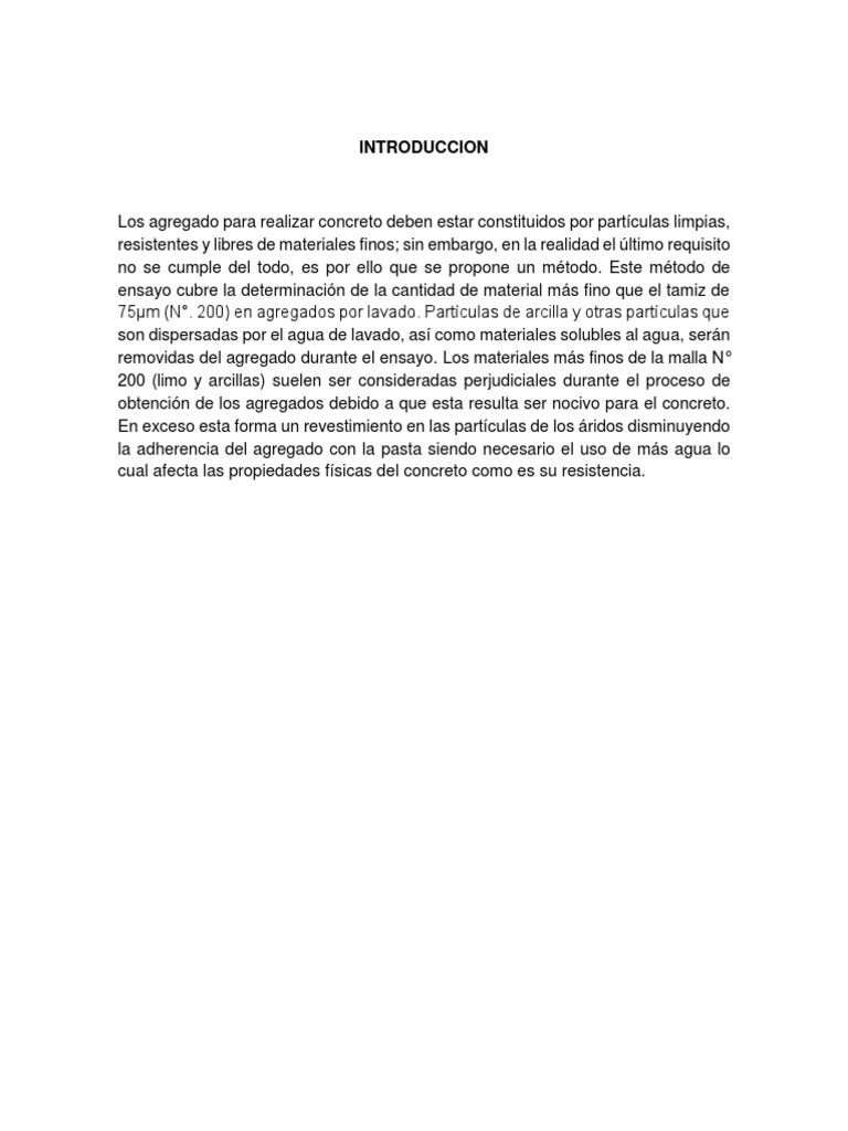%pasa Tamiz 200 | PDF | Hormigón | Agua