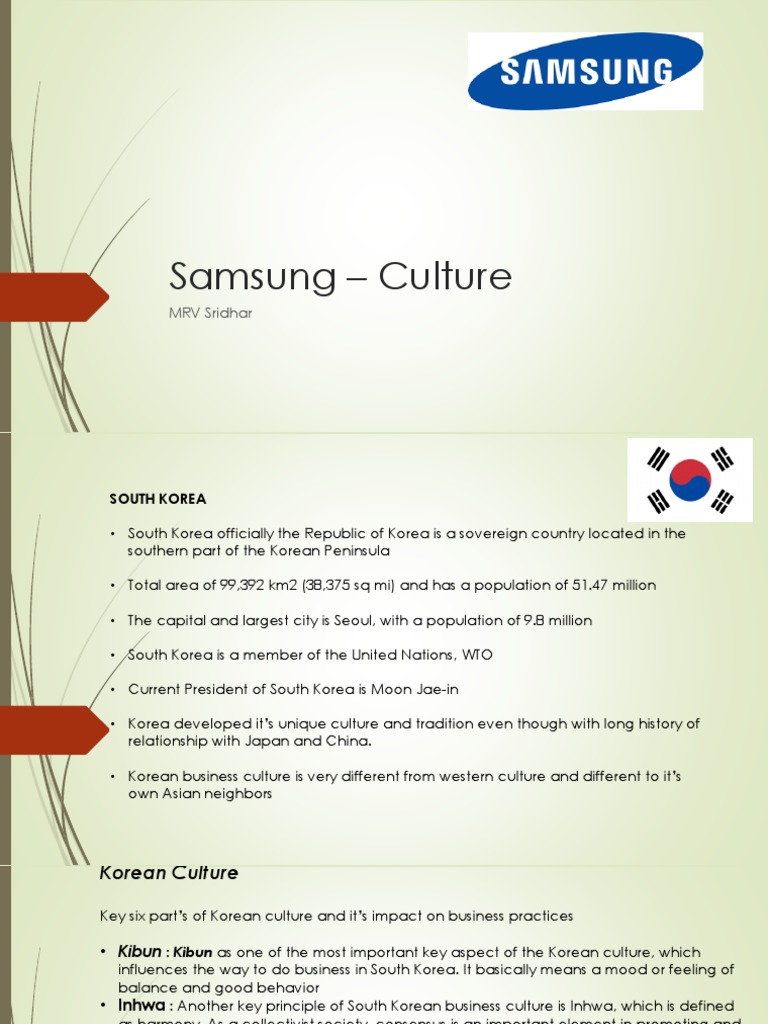 Samsung - Culture: MRV Sridhar | PDF | South Korea | World Politics