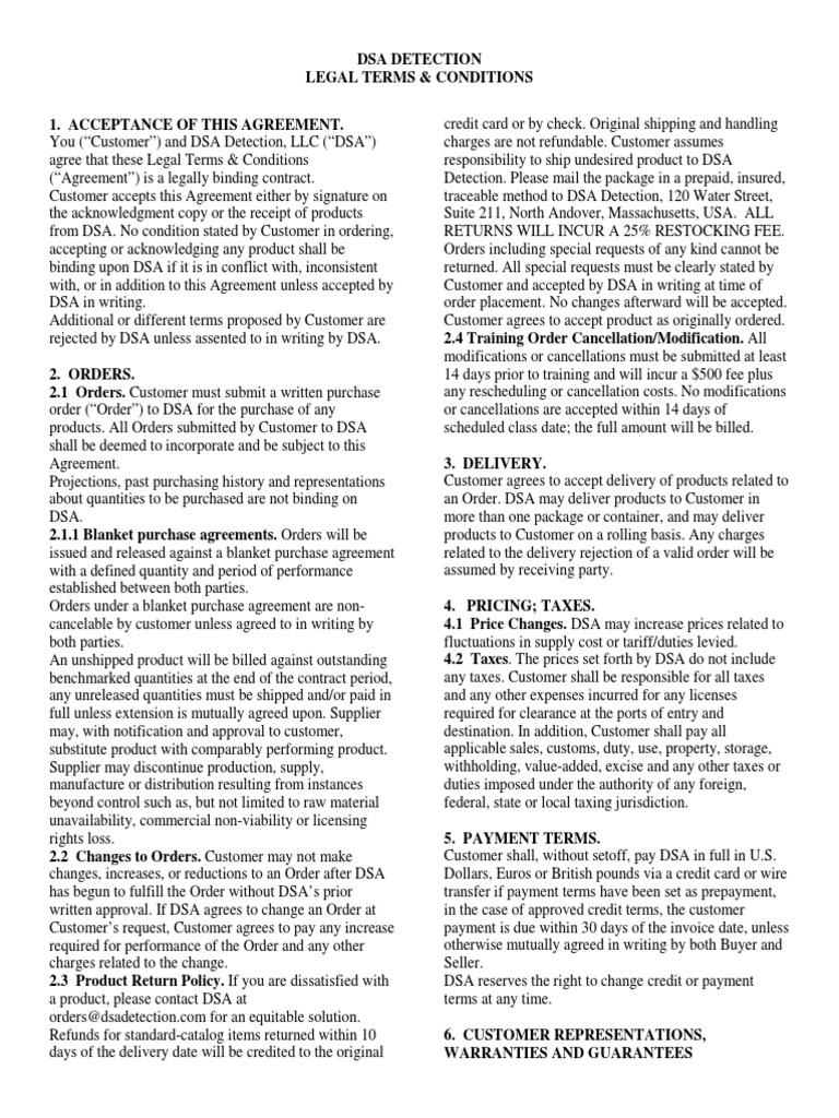 Dsa Legal Terms and Conditions | PDF | Indemnity | Confidentiality