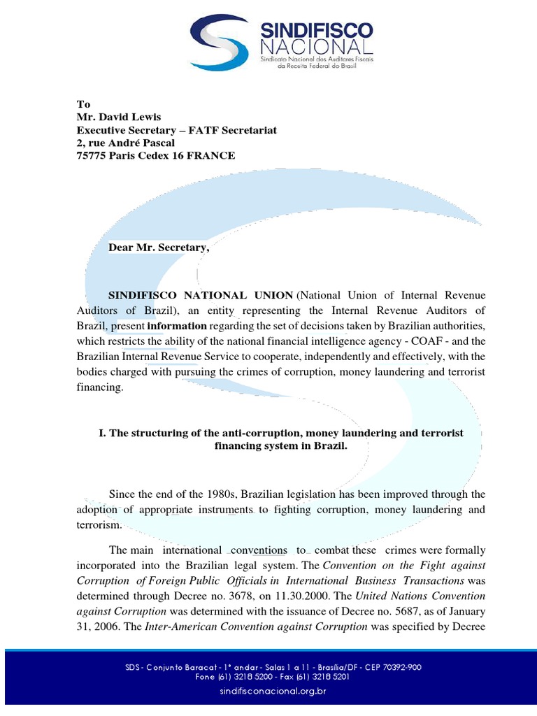 Carta Gafi | PDF | Financial Action Task Force On Money Laundering ...