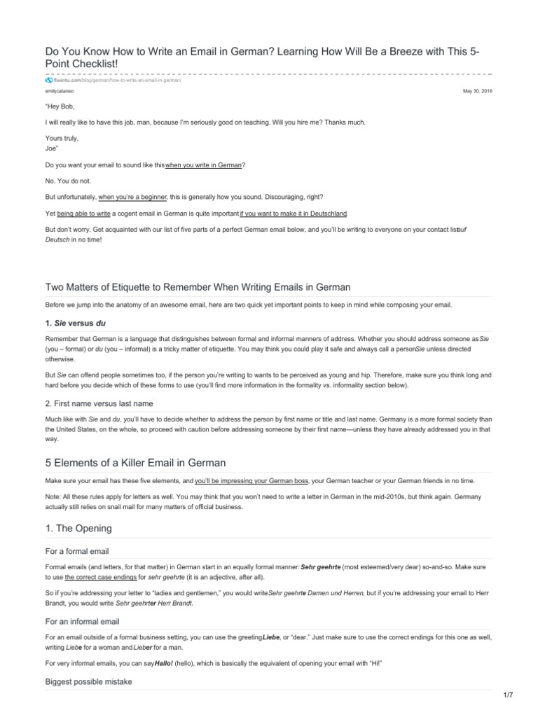 How To Write An Email in German | PDF | Multimedia | Learning