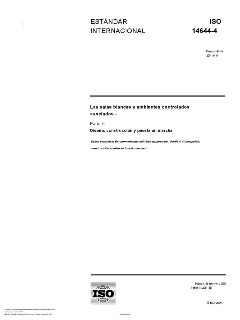 ISO-14644-4-2001.en.es | Organización internacional para la estandarización | Diseño
