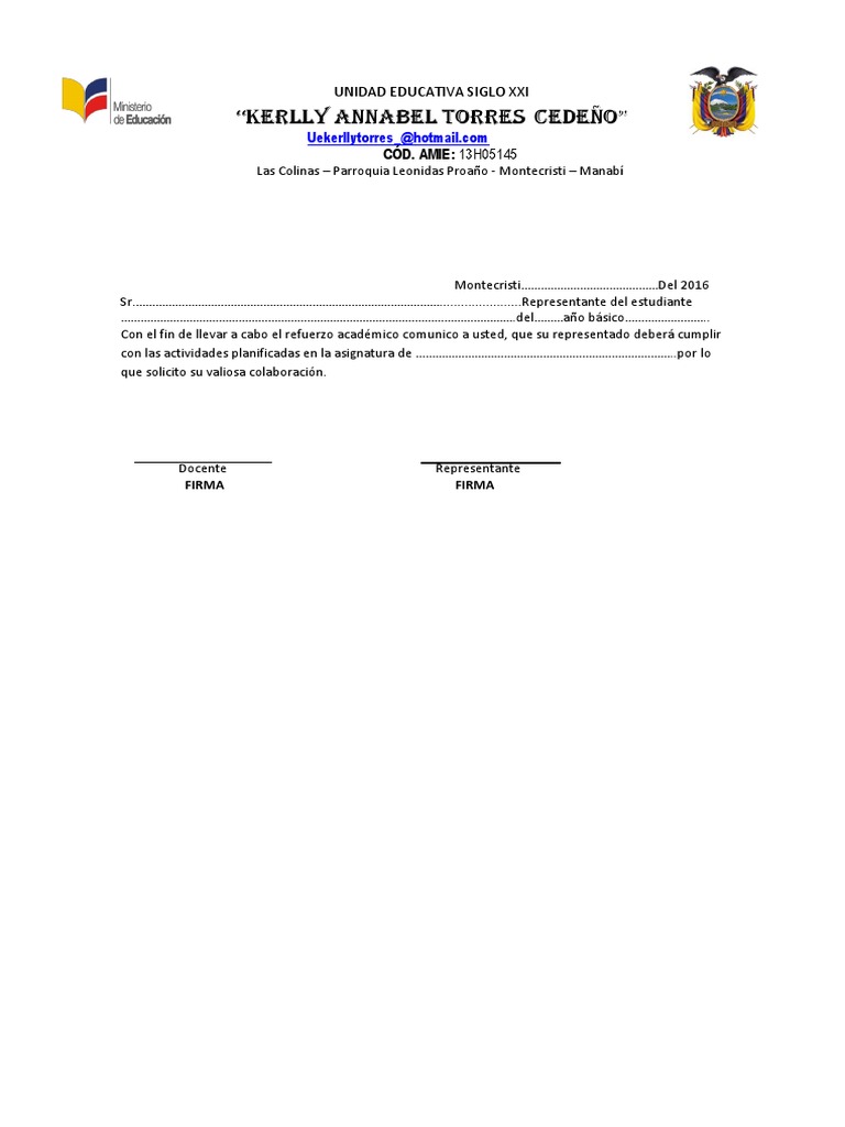 Notificacion Al Padre de Familia | PDF