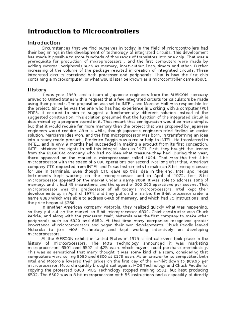 Introduction To Microcontrollers | PDF | Microprocessor | Microcontroller