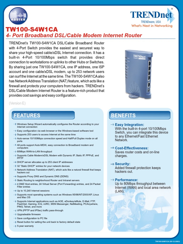Spec TW100-S4W1CA E | PDF | Ip Address | Computer Network