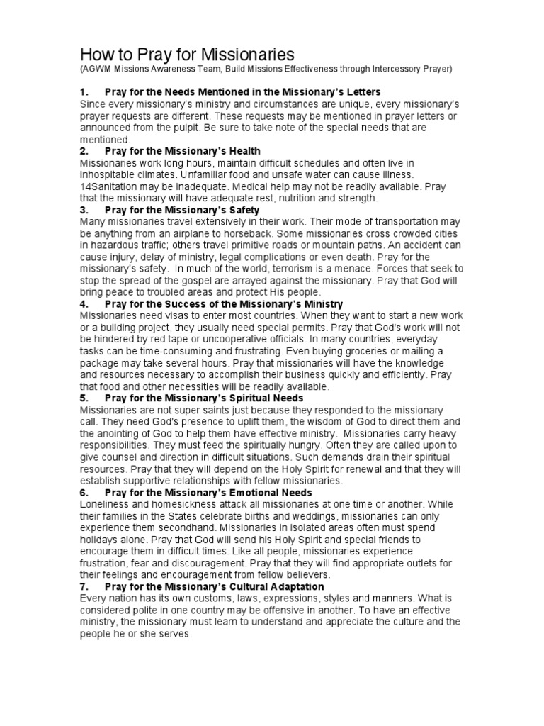 How To Pray For Missionaries | PDF | Missionary | Prayer