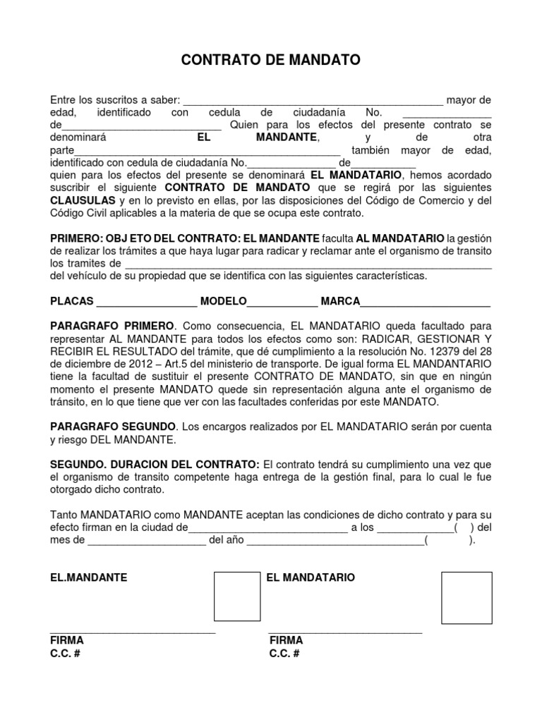 Contrato de Mandato | PDF | Gobierno | Justicia