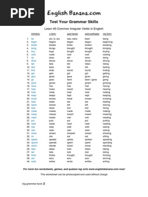 Irregular Verbs Flashcards Part 2 From App English Esl