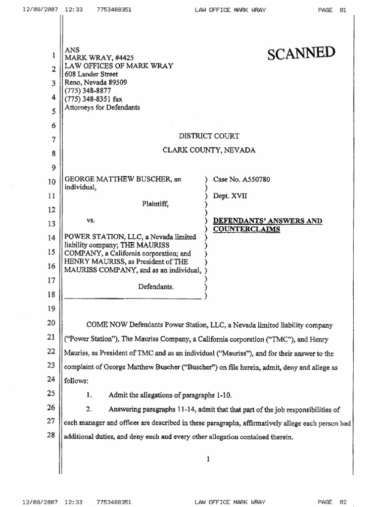 Answer and Counterclaim | PDF | Fiduciary | Damages