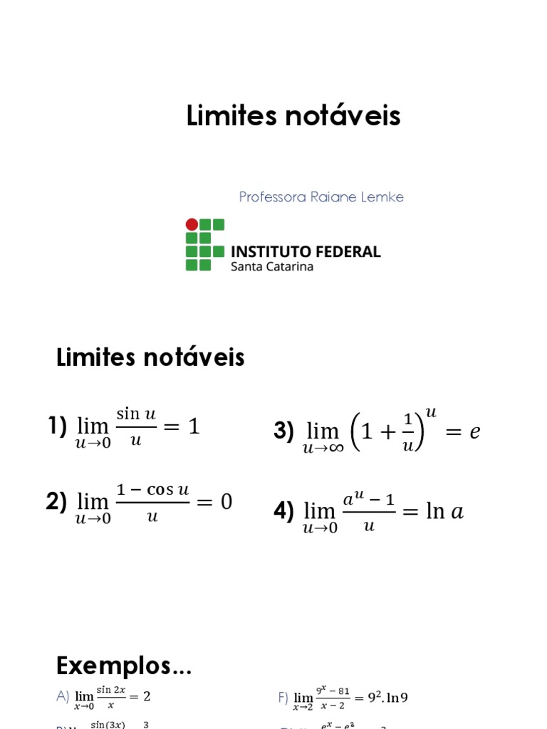 Limites Notáveis: Professora Raiane Lemke | PDF