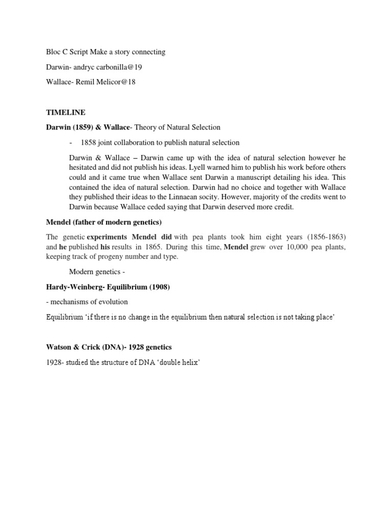 Bloc C Script | PDF | Natural Selection | Evolution
