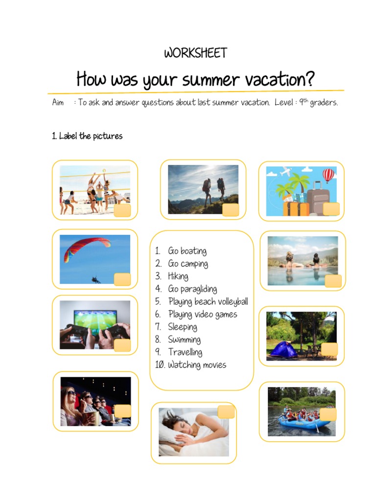 How Was Your Summer Vacation?: Worksheet | PDF