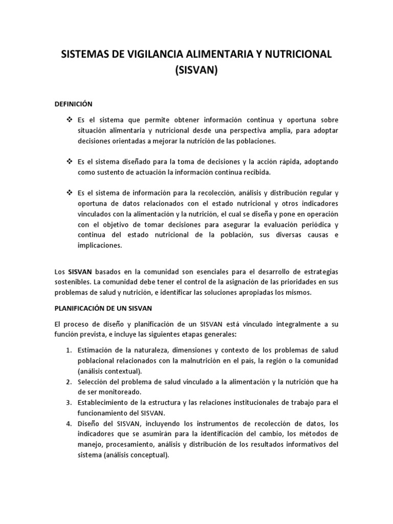 Teoria General de Los Sisvan-2014 | PDF | Alimentos | Nutrición