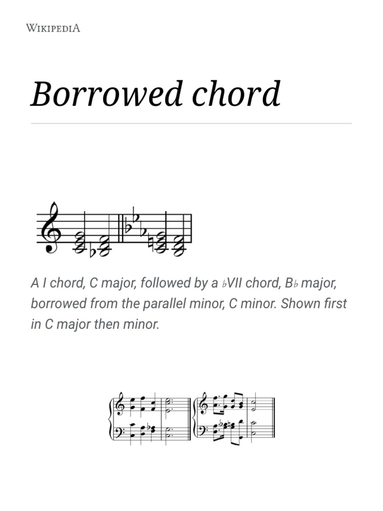 Borrowed Chord - Wikipedia | PDF | Minor Scale | Chord (Music)