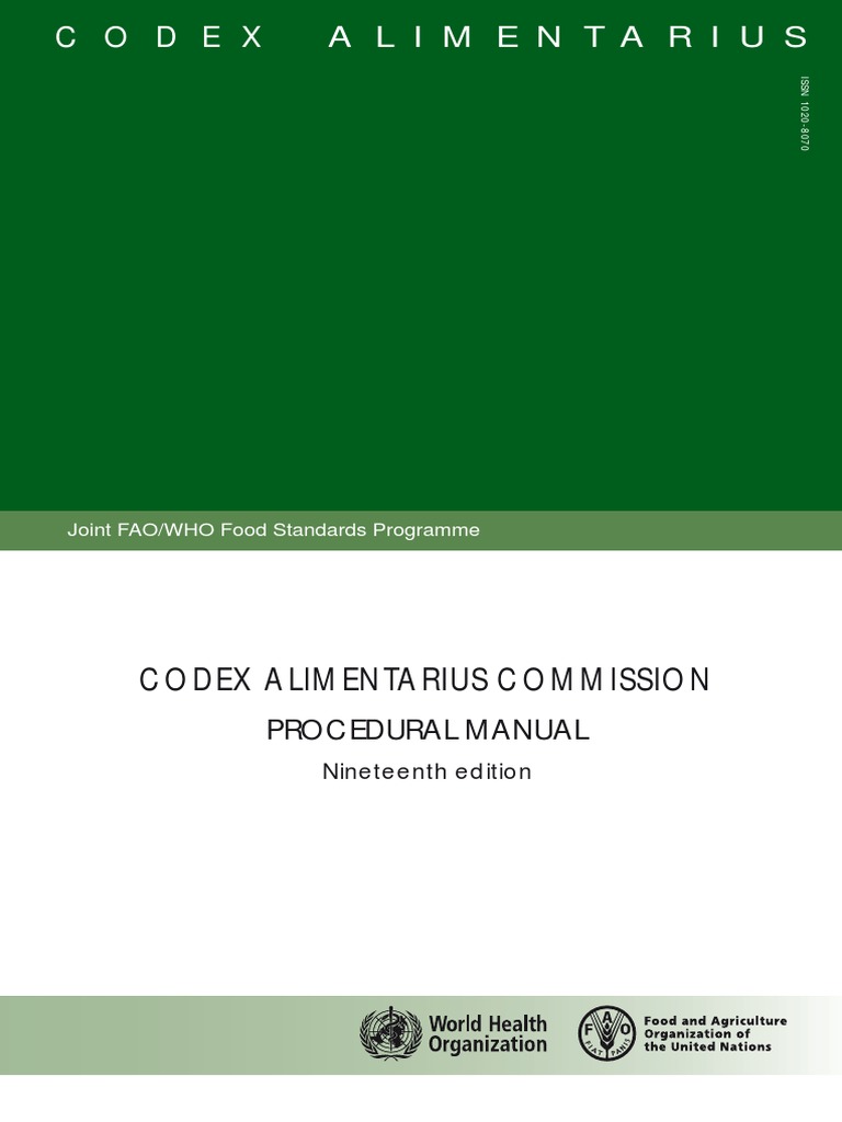 Codex Alimentarius Commission: Procedural Manual | PDF | World Health ...