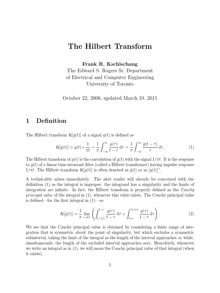 Hilbert Transform | PDF | Spectral Density | Theoretical Physics