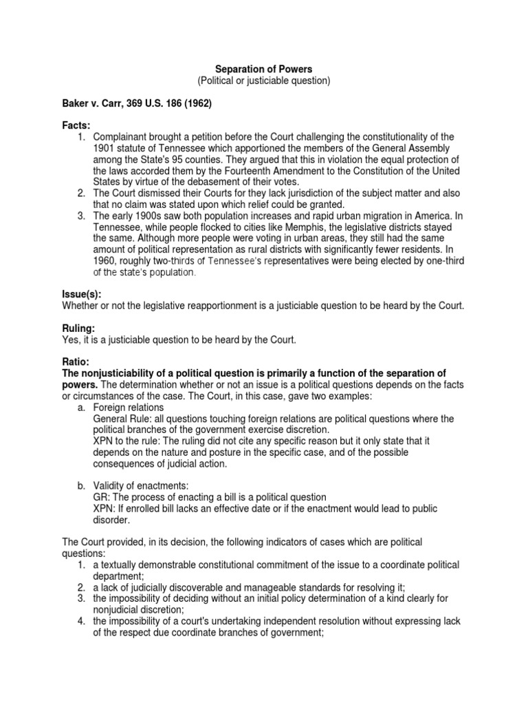 13 Baker V Carr Justiciable Question | PDF | Baker V. Carr | U.S. State
