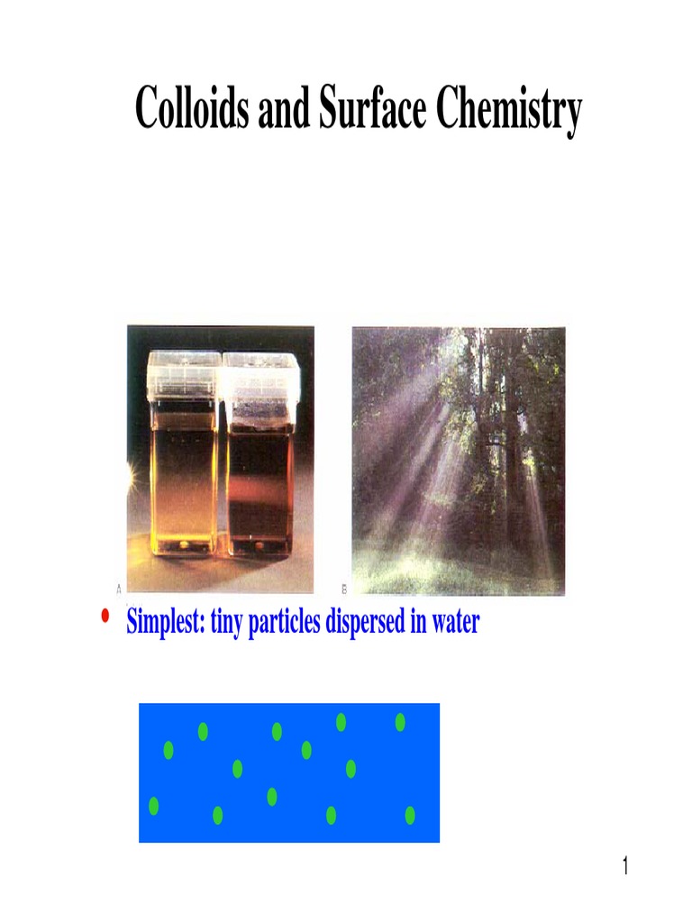 Colloids and Surface Chemistry: Simplest: Tiny Particles Dispersed in ...