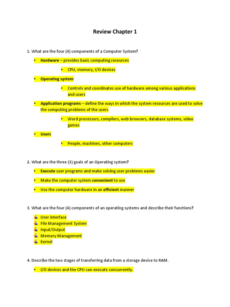 Review Question 1 | PDF | Operating System | Input/Output