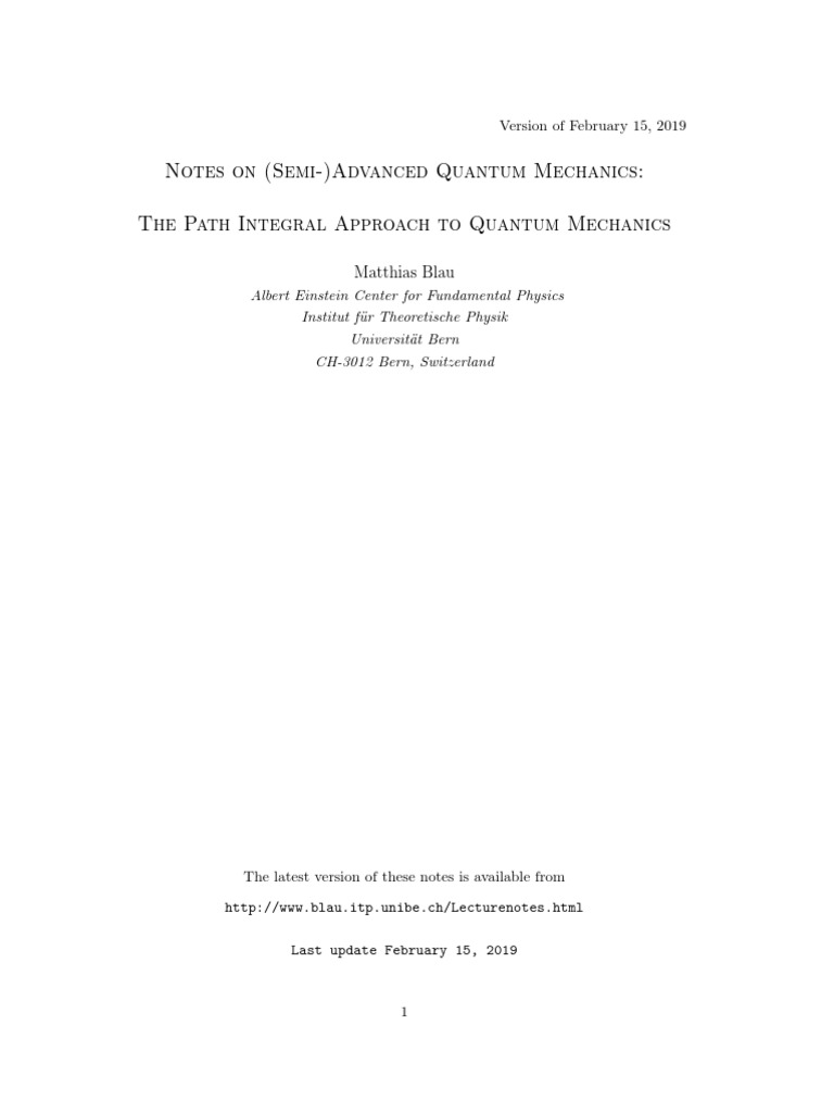 Feynman Path Integral Methods | PDF | Wave Function | Quantum Mechanics