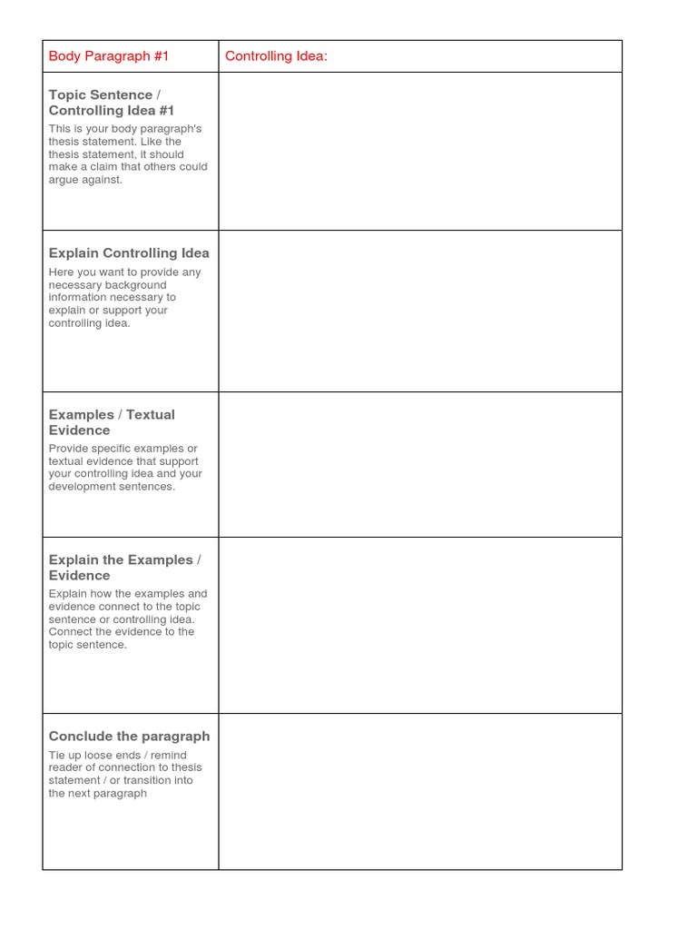 Body Paragraph - Writing Templates | PDF | Paragraph | Essays