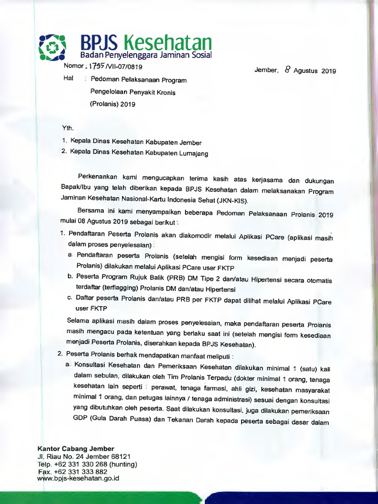BPJS Kesehatan Pedoman Prolanis 2019 | PDF