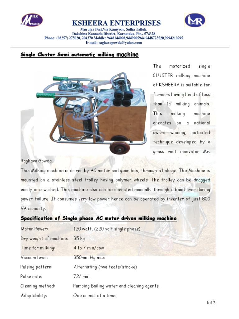 Ksheera Enterprises: Machine | PDF | Dairy | Machines