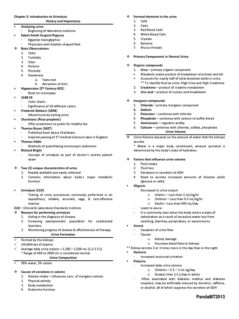 Chapter 2 Introduction To Urinalysis PDF | PDF | Urine | Kidney