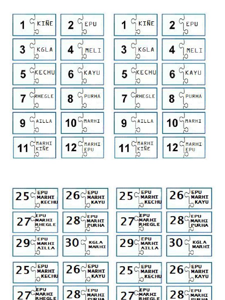 Numeros en Mapudungun 1 Al 30 | PDF