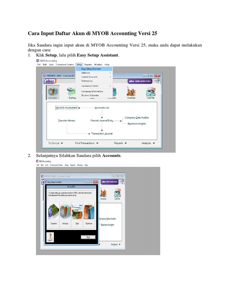 Cara Input Daftar Akun DAN SALDO AWAL Di MYOB Accounting Versi 25 | PDF