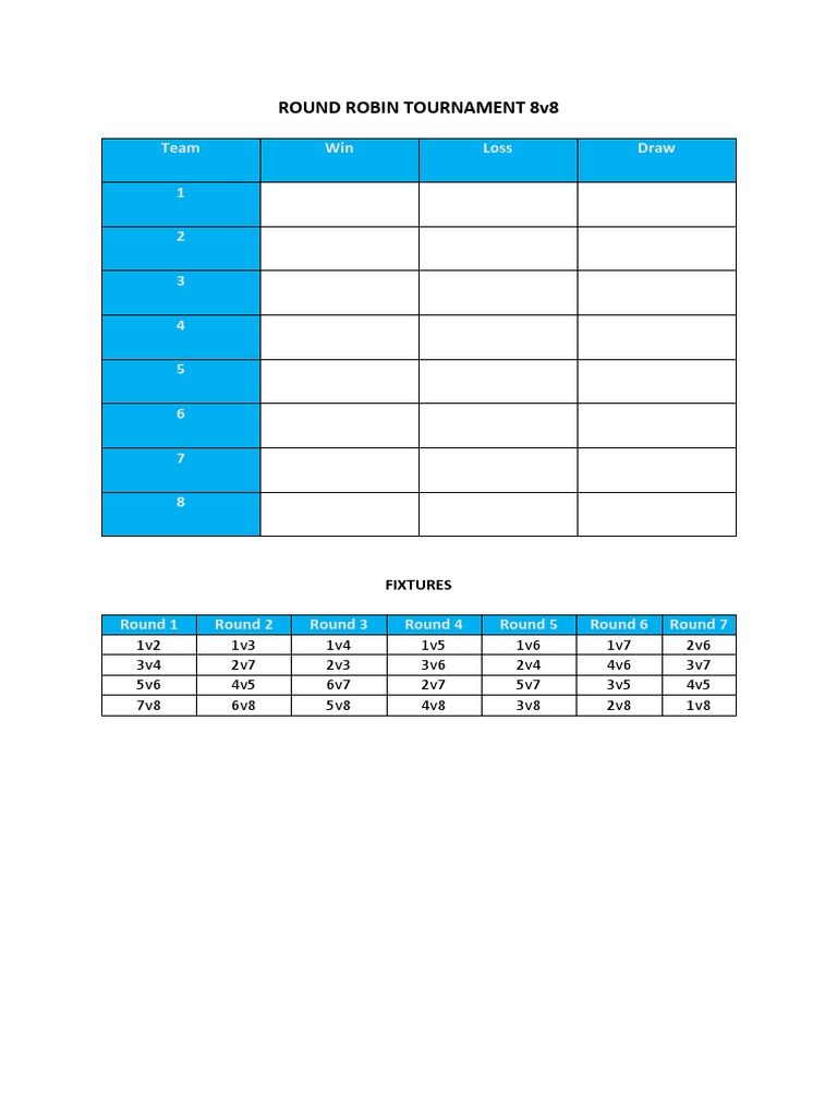 8v8 Round Robin Schedule | PDF