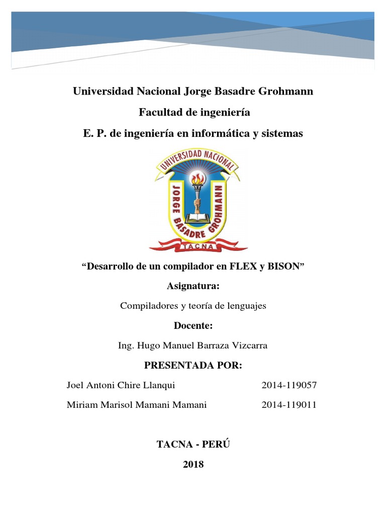 Desarrollo de Un Compilador en FLEX y BISON PDF | PDF | Compilador | Analizando