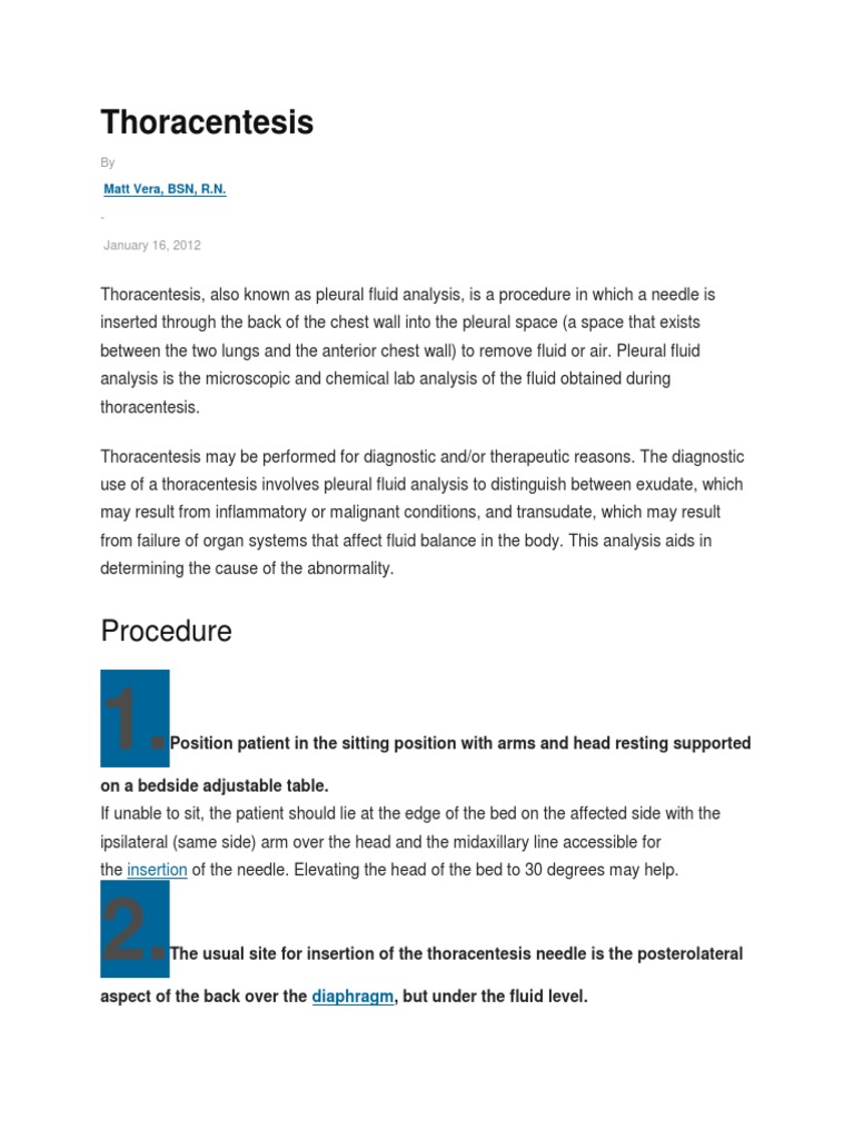 Thoracentesis | PDF | Health Sciences | Medical Specialties