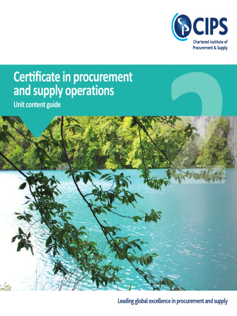 Certificate in Procurement and Supply Operations: Unit Content Guide ...