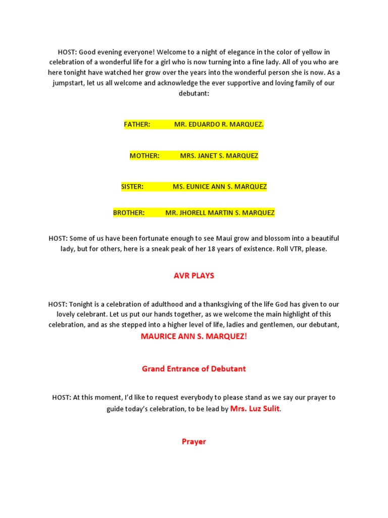 Program For Debut | PDF