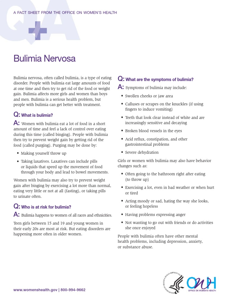 Fact Sheet Bulimia | PDF | Bulimia Nervosa | Vomiting