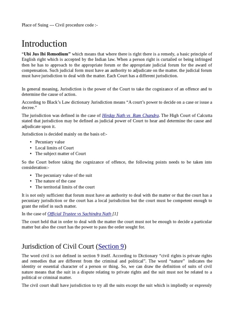 Place of Suing CPC | Download Free PDF | Lawsuit | Jurisdiction