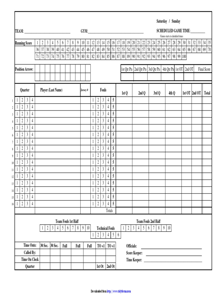 Basketball Scoresheet | PDF | American Football | Ncaa Division I Fbs ...