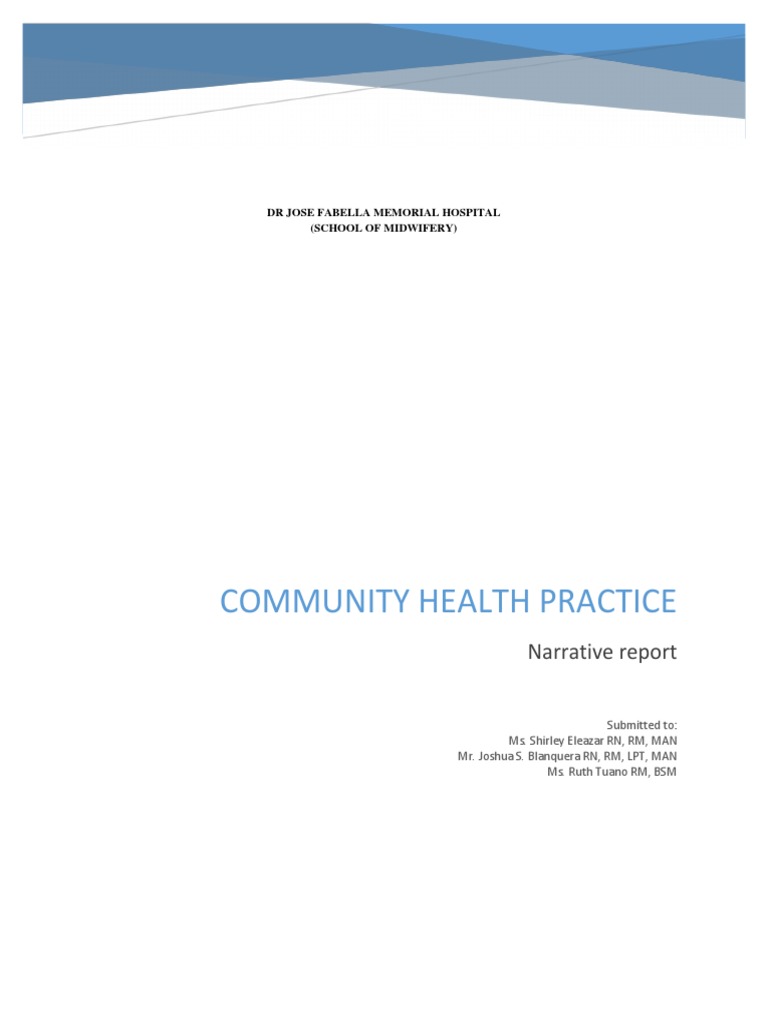 Community Health Practice: Narrative Report | PDF | Medical Humanities ...