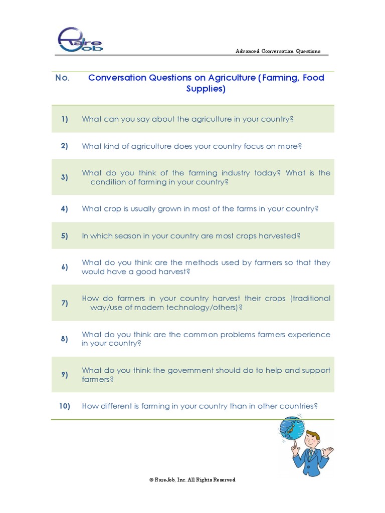 Conversation Questions On Agriculture (Farming, Food Supplies) | PDF