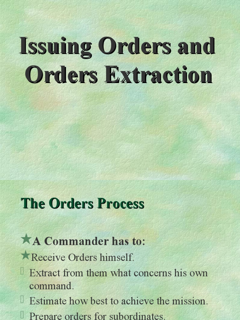 Issuing Orders and Orders Extraction | PDF