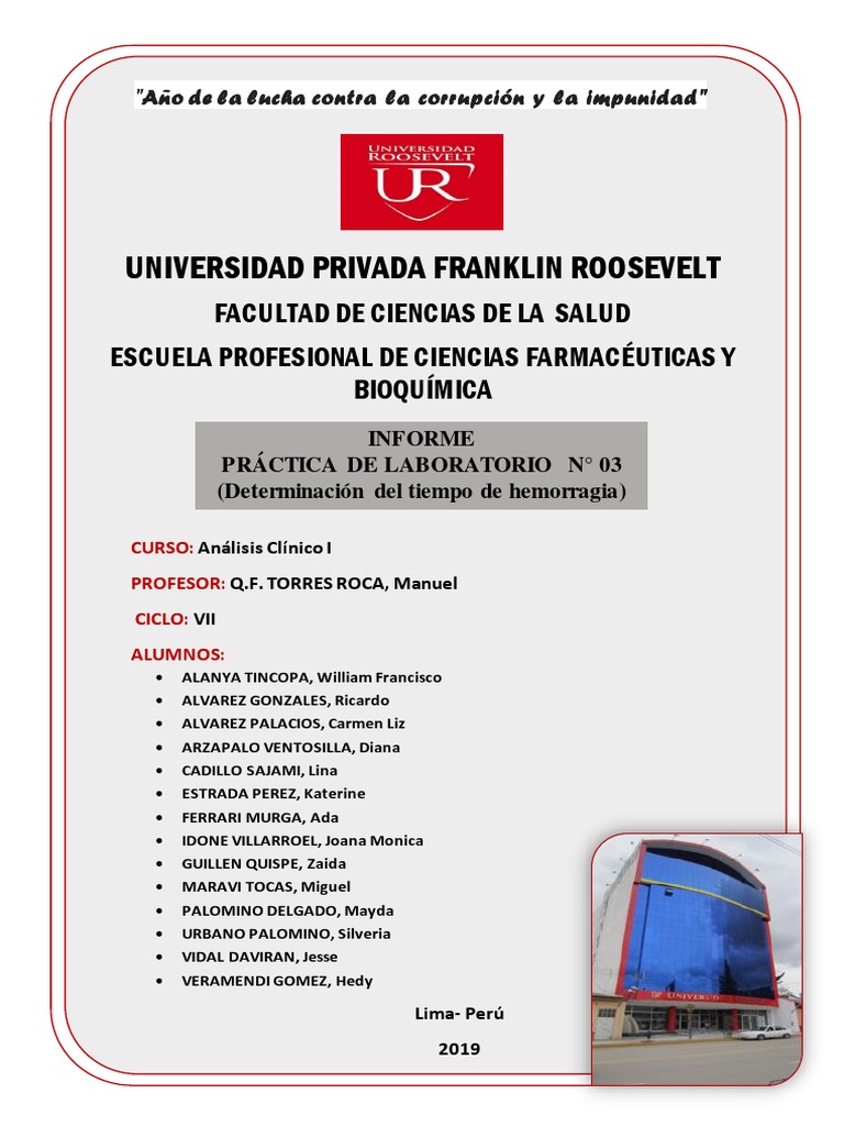 INFORME Pract. 03 Analisis Clinico | Descargar gratis PDF | Plaqueta | Hemostasia