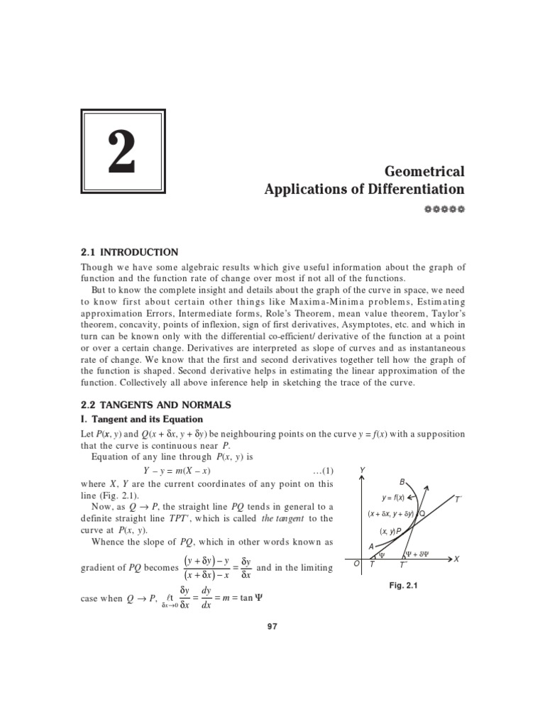 2-Geometrical Applications of Differentiation | PDF | Derivative | Tangent
