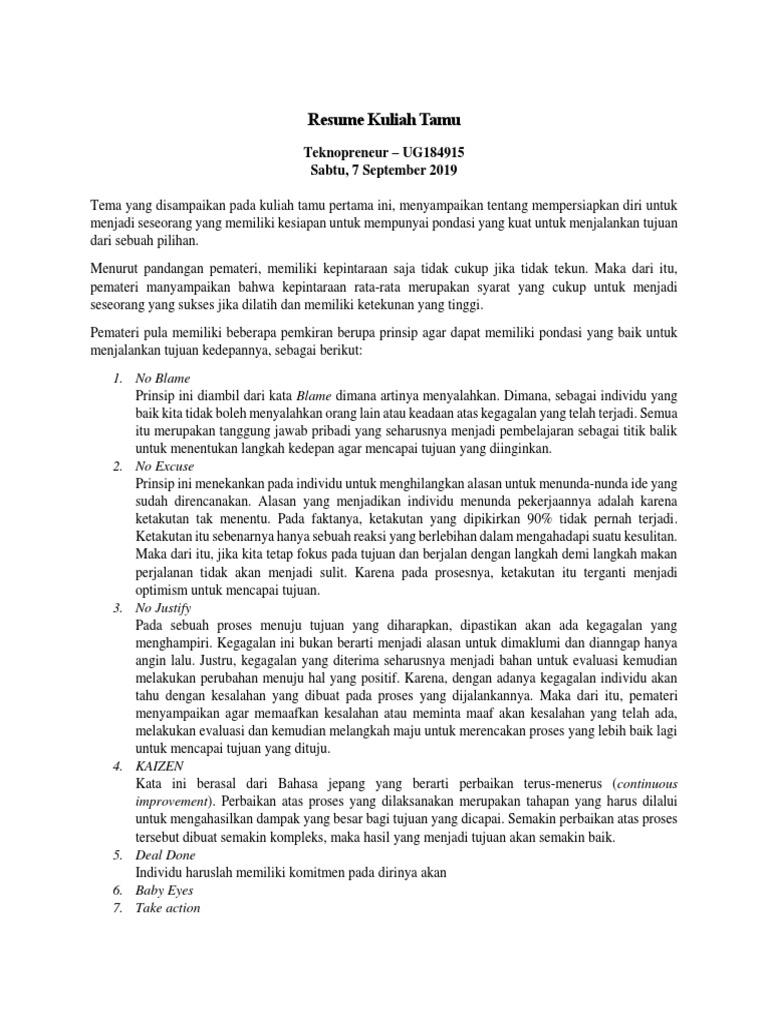 Resume Kuliah Tamu | PDF