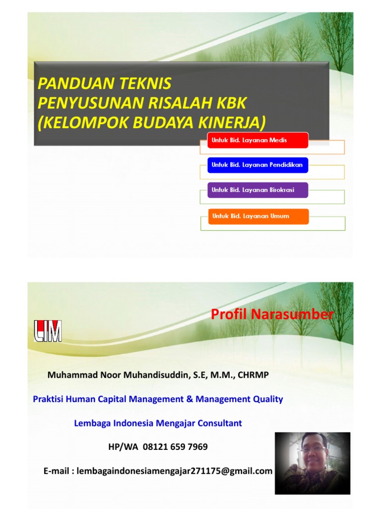 Panduan Teknis Penyusunan Risalah KBK (Kelompok Budaya Kinerja) | PDF