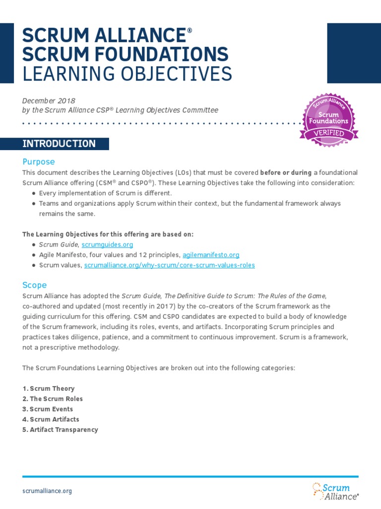 Scrum Foundations LOs 2018 PDF | PDF | Scrum (Software Development ...