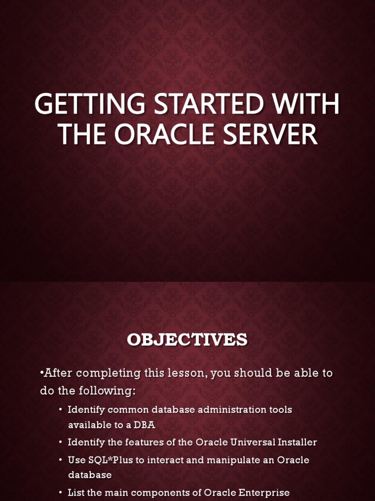 Getting Started With The Oracle Server | Download Free PDF | Oracle ...
